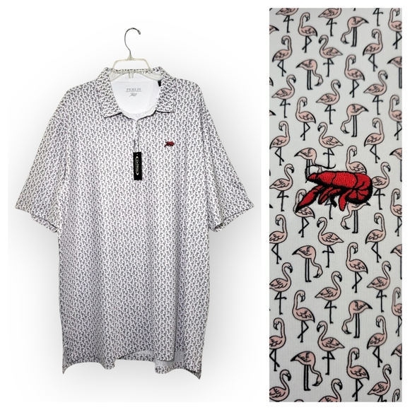 Perlis | Shirts | Perlis Flamingo Print Performance Polo Shirt Size Xxl ...